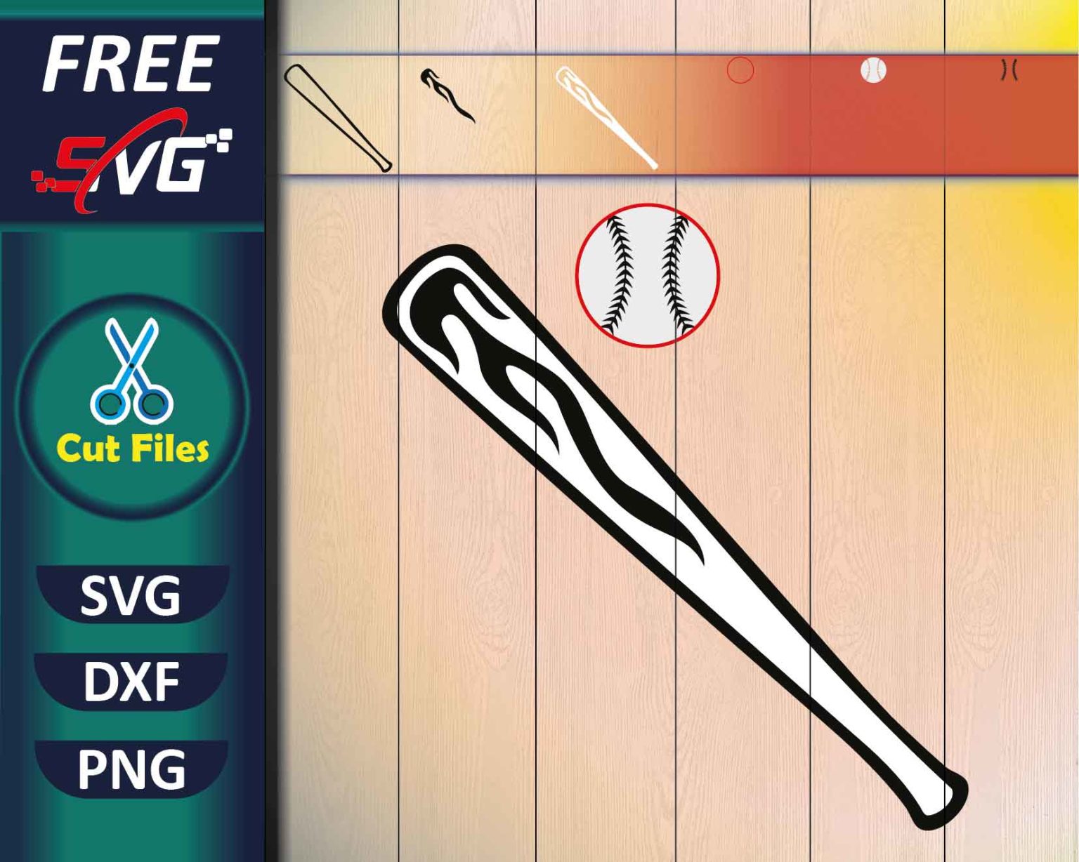 baseball bat and ball SVG Free | svg4k.com