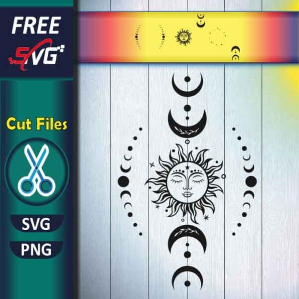 Sun and Moon SVG free, moon phase SVG free