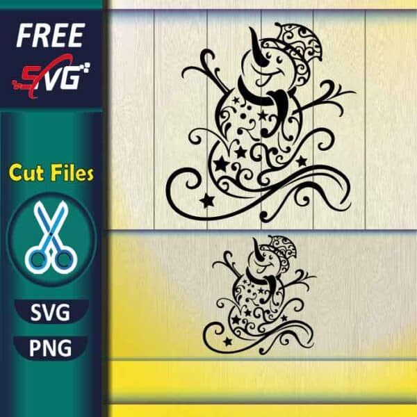 snowman svg free, swirly snowman Svg, snowman Christmas SVG
