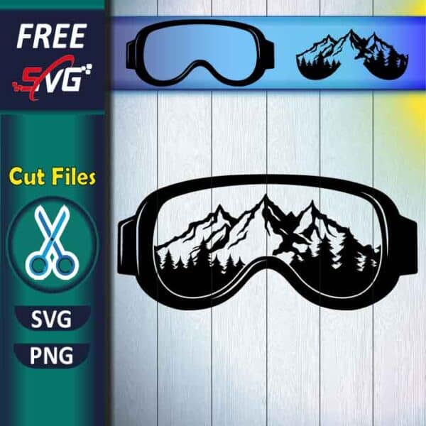 Ski goggles SVG free, mountains and trees SVG | Free SVG FIles