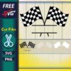 Double checkered flag crossed split name frame SVG free