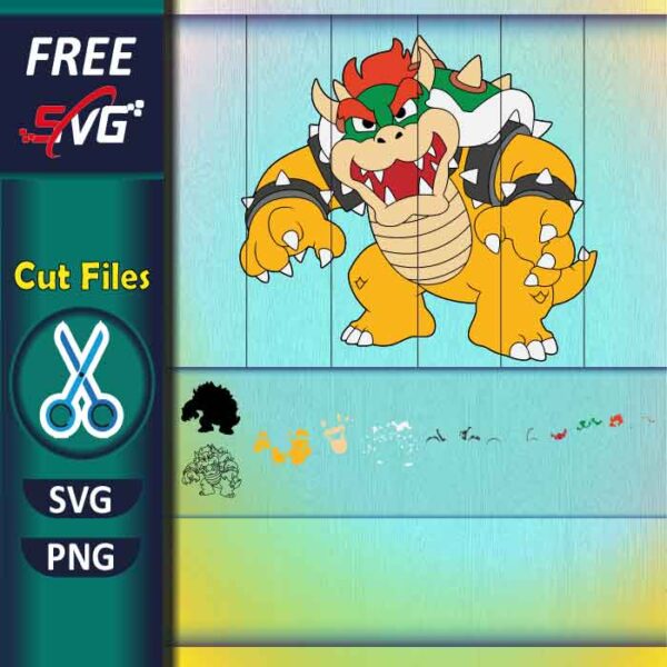 Bowser SVG free for Cricut - Super Mario characters SVG - King Koopa SVG