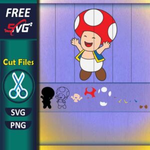 Toad SVG layered free download, Super Mario characters SVG