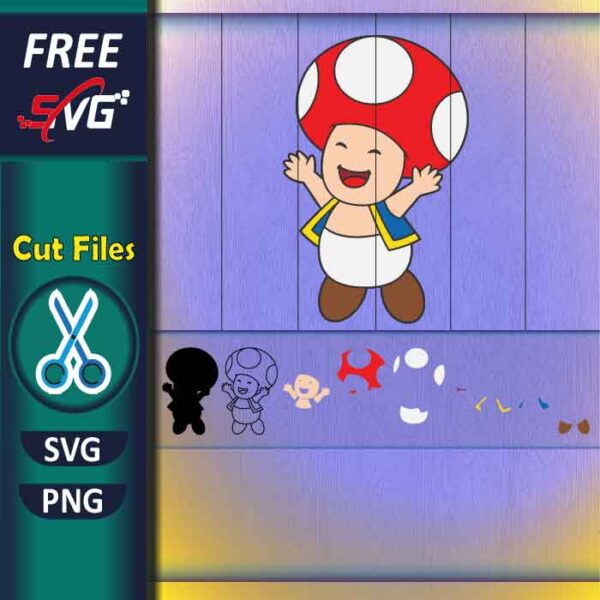 Toad SVG layered free download, Super Mario characters SVG